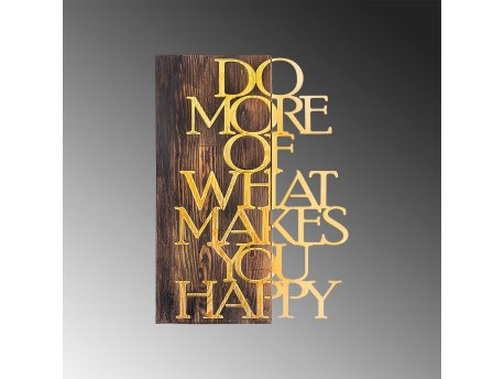 WALLXPERT Dekorativni drveni zidni dodatak Do More Of What Makes You Happy Gold