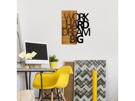 WALLXPERT Dekorativni drveni zidni dodatak Work Hard Dream Big