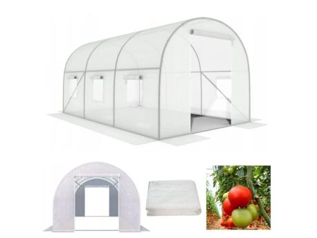 ModernHome Plastenik tunnel, 3x2x2 m, multi-season, metalni ram, bela folija, 2 ulaza