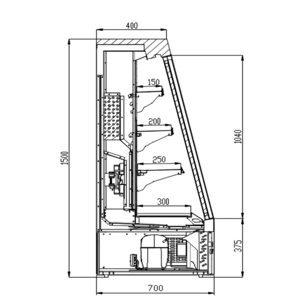 Oslo VSV Semi Vertikalna Rashladna Vitrina