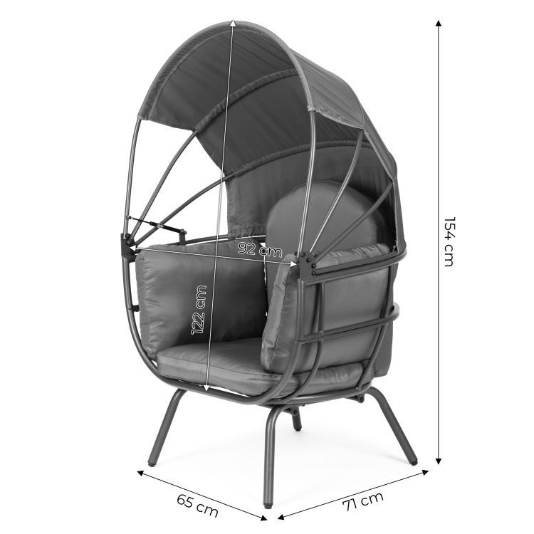 BAŠTENSKA FOTELJA SA SKLOPIVIM BALDAHINOM GREY