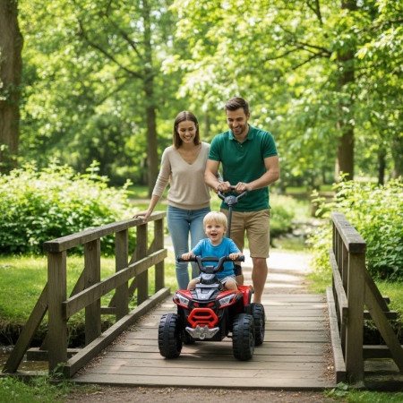 Dečija Guralica Kvad off-road 2u1 sa ručkom za guranje – Crveni