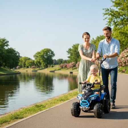 Dečija Guralica Kvad off-road 2u1 sa ručkom za guranje – Plavi