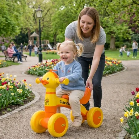 Dečija guralica „Cute Duck“ sa muzikom i svetlom – Žuta