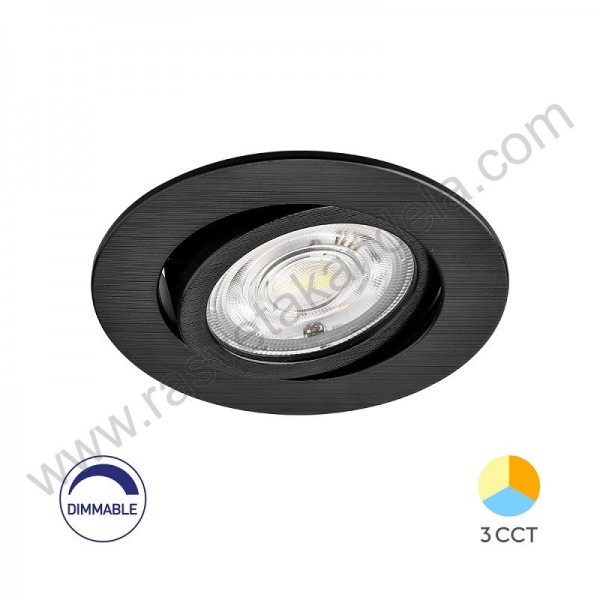 LED rozetna usmeriva 7W 3000/4000/6500K dimabilna crna