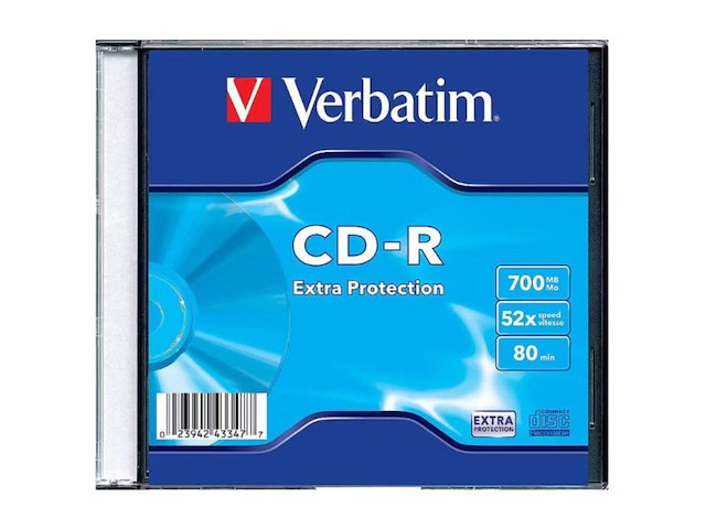 VERBATIM plasticna kutija CD-R 700MB 52X SLIM CASE 43347 43348 77DL/Z