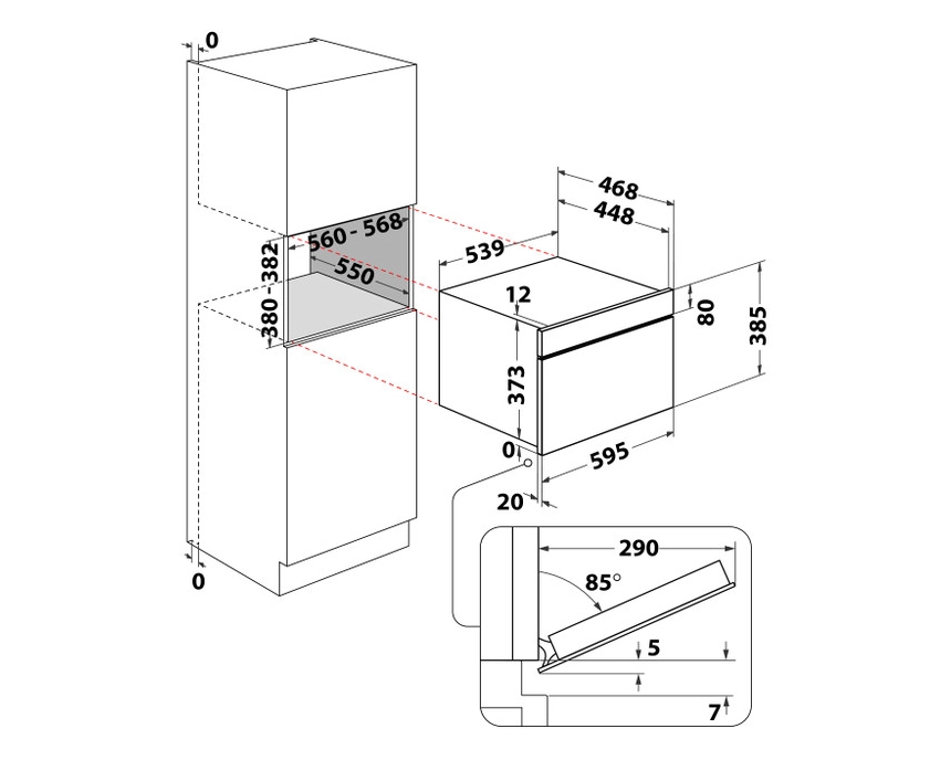 WHIRLPOOL WMD7O4TB ugradna mikrotalasna rerna