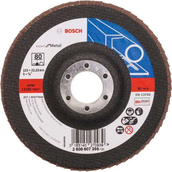 Bosch lamelni brusni disk X551, Expert for Metal, prečnik 125 mm; granulacija 80, kolenasti - 2608607355