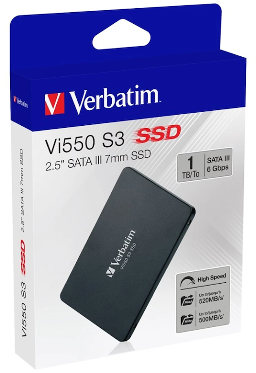 SSD 2.5″ SATA Verbatim Vi550 S3 1TB 520MB/s 500MB/s