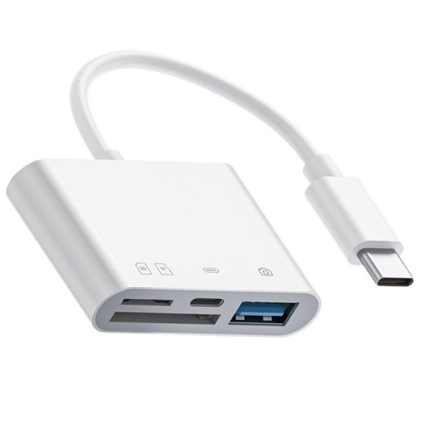 Čitač kartica Kettz 4u1 USB Type C beli