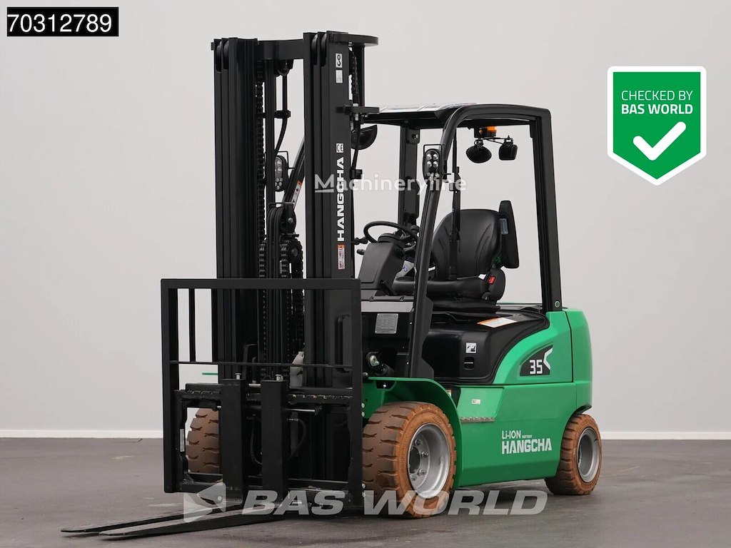 Novi Hangcha CPD35 Electric Forklift - Li-ion - Triplex - Free lift - Side sh električni viljuškar
