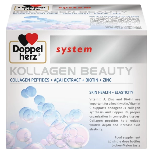 DOPPELHERZ SYSTEM KOLLAGEN BEAUTY – Za blistav ten i vidno manje bora (30 ampula)