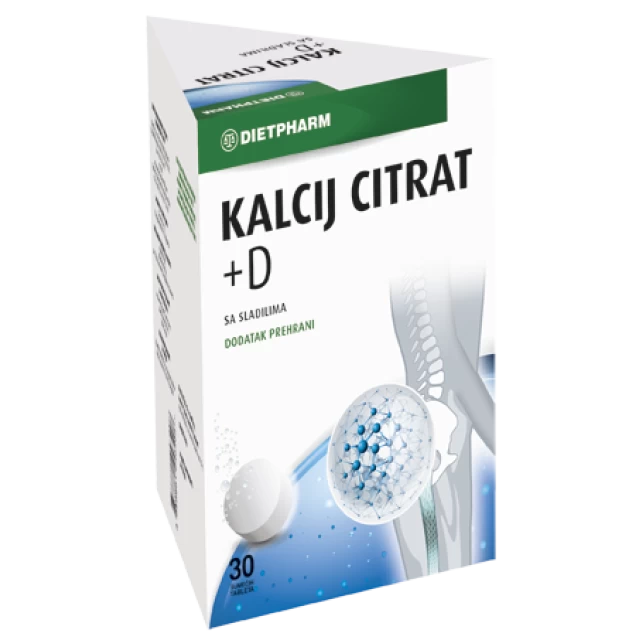 KALCIJUM CITRAT + VITAMIN D 30 tableta – Superiorna dermo-apsorpcija za čvrstinu kostiju i zuba