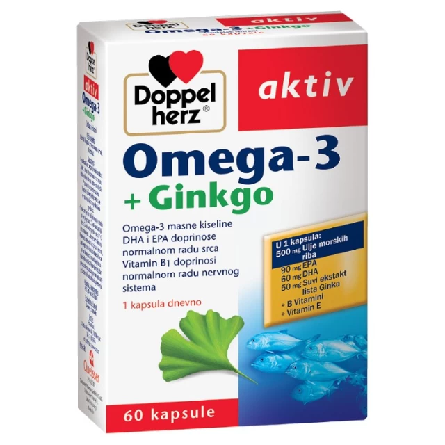 DOPPELHERZ AKTIV OMEGA-3 + GINKO – Za srce, holesterol i bolju koncentraciju (60 kapsula)