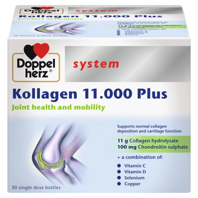 DOPPELHERZ SYSTEM KOLLAGEN 11.000 PLUS – Za maksimalnu pokretljivost i snagu zglobova (30 ampula)