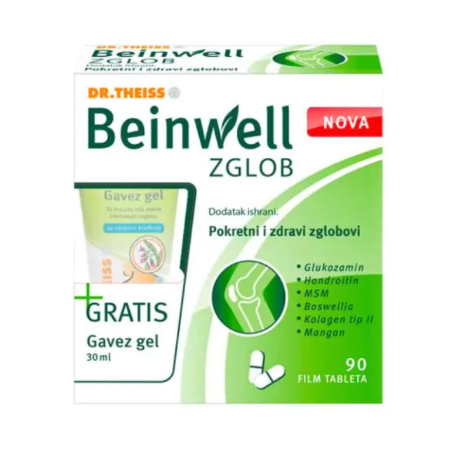 DR. THEISS BEINWELL ZGLOB SET – 90 TABLETA ZA PODRŠKU ZGLOBOVIMA I HRSKAVICI + GRATIS GAVEZ GEL 30 ML ZA LOKALNO UMIRIVANJE
