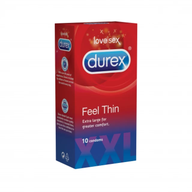 Durex Feel Ultra Thin XXL – Maksimalna udobnost i tanak profil (10 komada)