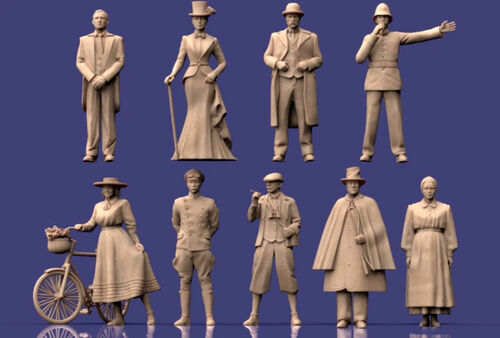 NEW! Peddinghaus-Decals 72F445 Civilians and 1 Bike - Victorian Era (9 Figures / 3D-Printed)