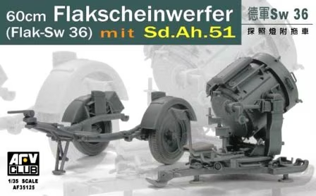 NEW! AFV Club AF35125 60cm Flakscheinwerfer (Flak-Sw 36) with Sd.Ah.51