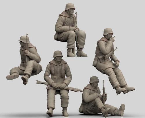 NEW! Peddinghaus-Decals 72F432 German WWII Totenkopf Division Soldiers - Sitting Russia / WInter (5 Figures)
