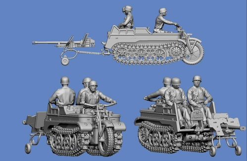NEW! Peddinghaus-Decals 72F433 German WWII Fallschirmjaeger with Kettenkrad and 2,8cm Panzerbuchse (3 Figures)