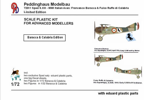 Peddinghaus-Decals 72011 Spad S.XIII - Italian WWI Aces: Francesco Baracca & Fulco Ruffo di Calabria