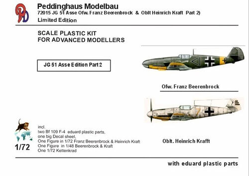 NEW! Peddinghaus-Decals 72015 Messerschmitt Bf-109 F-4 - Ofw Franz Beerenbrock Stab JG 51 & Oblt Heinrich Krafft
