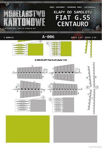 Modelarstwo kartonowe A-006 Klapy do samolotu Fiat G.55 Centauro