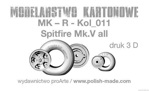 Modelarstwo kartonowe R-KOL011 Spitfire Mk.V - Zestaw Kół