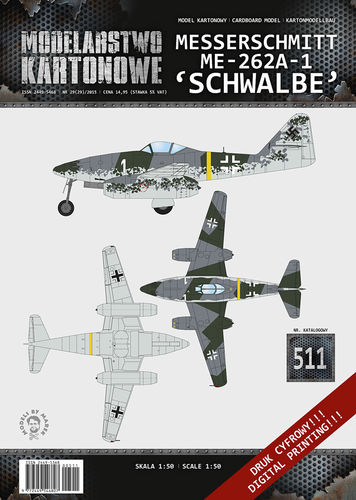 Modelarstwo kartonowe 511 ME-262A-1 'Schwalbe'
