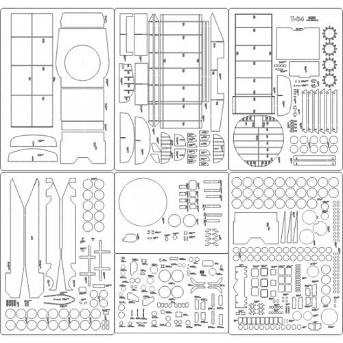Answer ANG-05-2015-SZK02 T-64 Tank - Laser Cut Frames, Details, Wheels