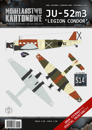 Modelarstwo kartonowe 514 Ju-52m3 Legion Condor