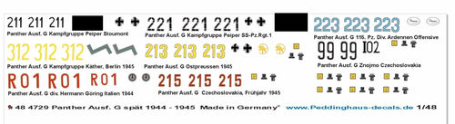 NEW! Peddinghaus-Decals 4729 Panther Ausf.G Late (1944-1945)