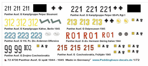 NEW! Peddinghaus-Decals 4730 Panther Ausf.G Late (1944-1945)
