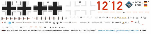 NEW! Peddinghaus-Decals 4658 Messerschmitt Bf-109 E - Rote 12 / Hahnenweide 2025