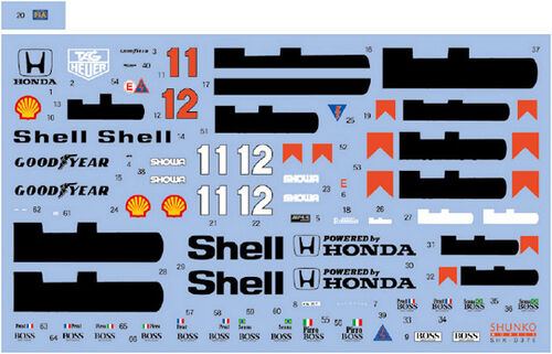 NEW! Shunko Models D375 McLaren Honda MP4/4 - Decal Set (for Tamiya Kits)