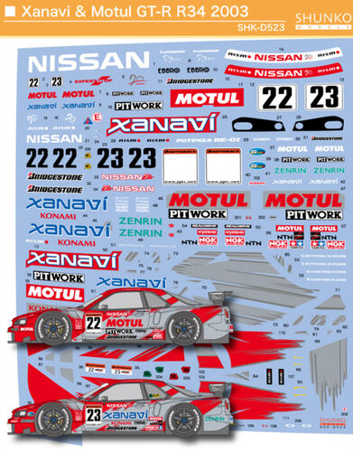 NEW! Shunko Models D523 Xanavi & Motul GT-R R34 2003 (for Tamiya Kits)