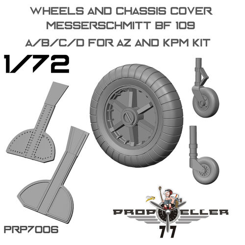 NEW! 77propeller 7006 Messerschmitt Bf-109 A / B / C and D - Wheels and Chassis Cover (for AZ and KPM Kits)