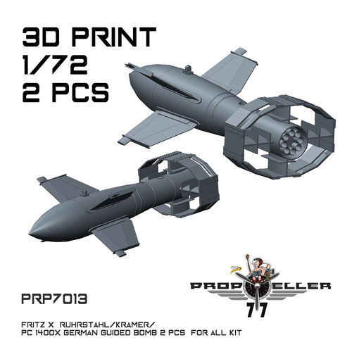 NEW! 77propeller 7013 Fritz X Ruhrstahl / Kramer / PC 1400 X German Guided Bomb (2 pcs / for All Kits / 3D-Printed)