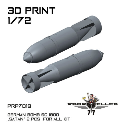 NEW! 77propeller 7019 German Bomb SC 1800 Satan (2 pcs / for All Kits / 3D-Printed)