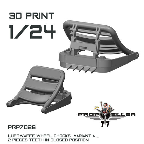 NEW! 77propeller 7026 Luftwaffe Wheel Chocks Variant A - Teeth in CLOSED Position (4 pcs / 3D-Printed)