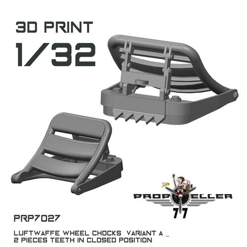 77propeller 7027 Luftwaffe Wheel Chocks Variant A - Teeth in CLOSED Position (4 pcs / 3D-Printed)