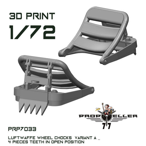 NEW! 77propeller 7033 Luftwaffe Wheel Chocks Variant B - Teeth in OPEN Position (4 pcs / 3D-Printed)