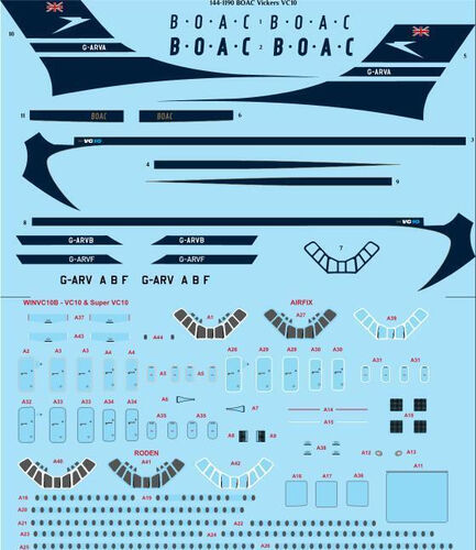 NEW! 26 Decals 441190 Vickers VC10 - BOAC Delivery Laser Decal with Screen Print Details