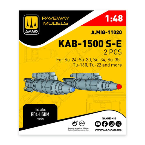 NEW! AMMO of Mig Jimenez 11020 KAB-1500 S-E (2 pcs / 3D-Printed)