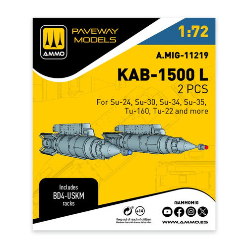 NEW! AMMO of Mig Jimenez 11219 KAB-1500 L (2 pcs / 3D-Printed)