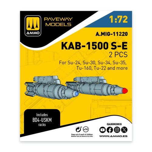 NEW! AMMO of Mig Jimenez 11220 KAB-1500 S-E (2 pcs / 3D-Printed)