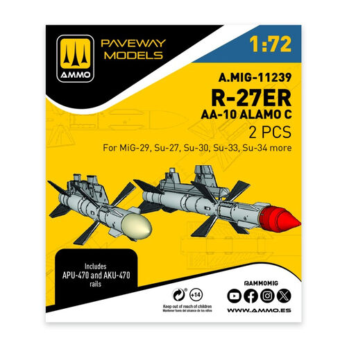 NEW! AMMO of Mig Jimenez 11239 R-27ER - AA-10 Alamo C (2 pcs / 3D-Printed)