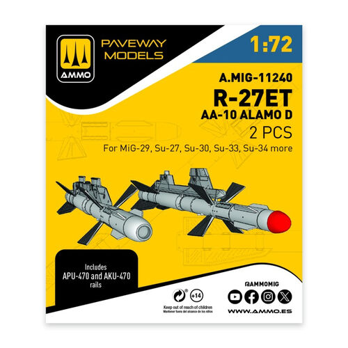 NEW! AMMO of Mig Jimenez 11240 R-27ET - AA-10 Alamo D (2 pcs / 3D-Printed)