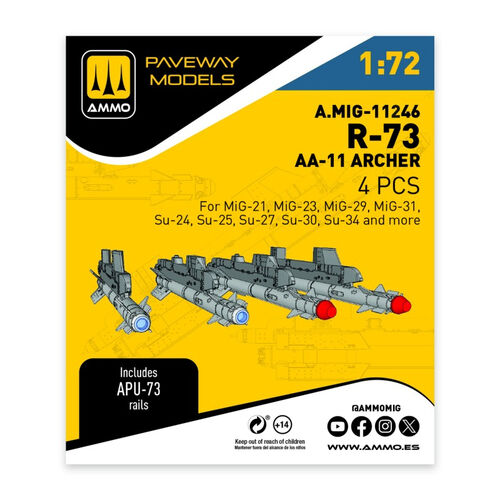 NEW! AMMO of Mig Jimenez 11246 R-73 - AA-11 Archer (4 pcs / 3D-Printed)